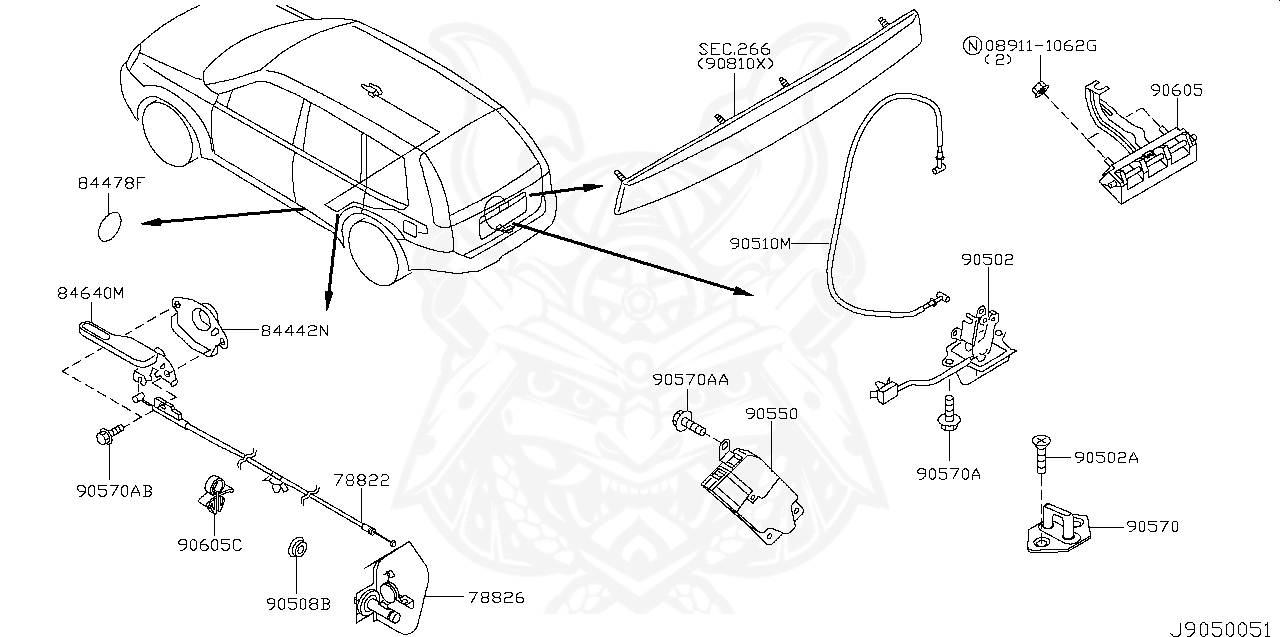 64891-W5000 - Nissan - Fastener Front Door Inside - Nengun Performance