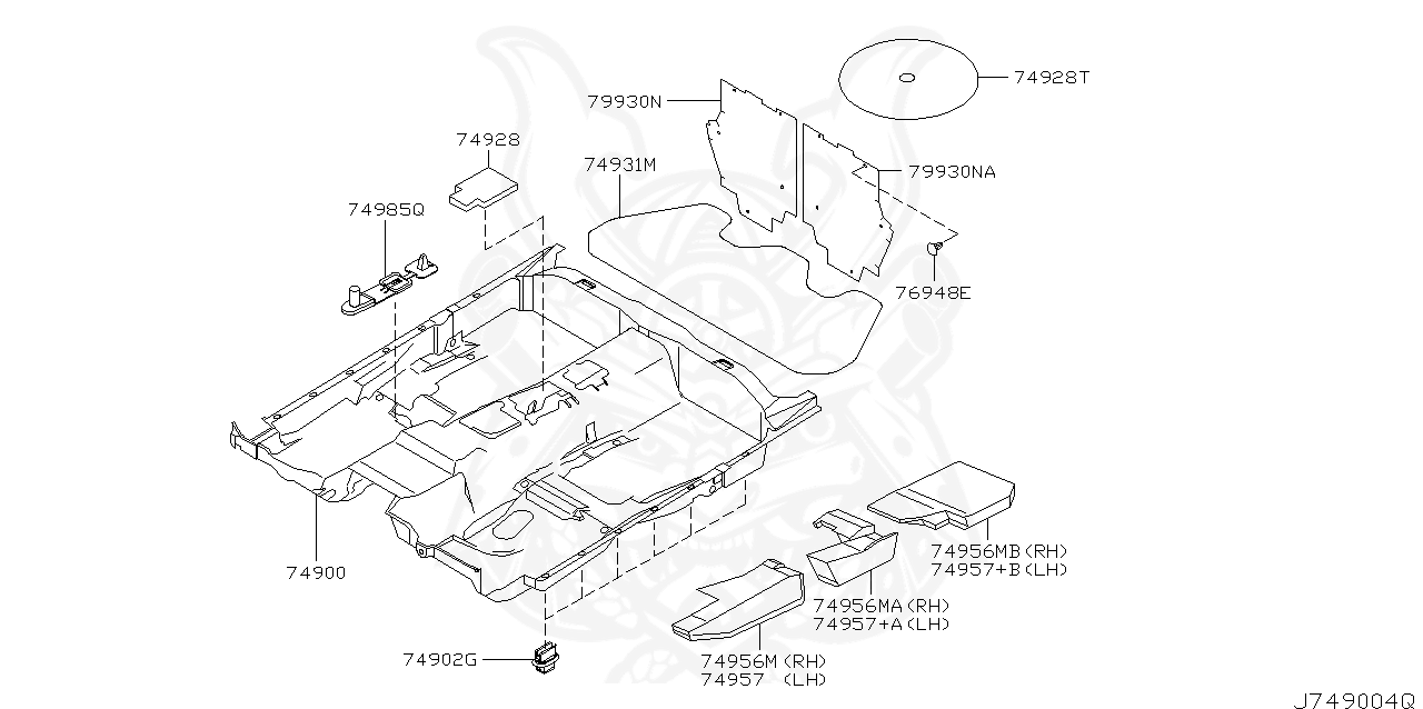 74985-40U00 - Nissan - Bracket, Carpet Front - Nengun Performance