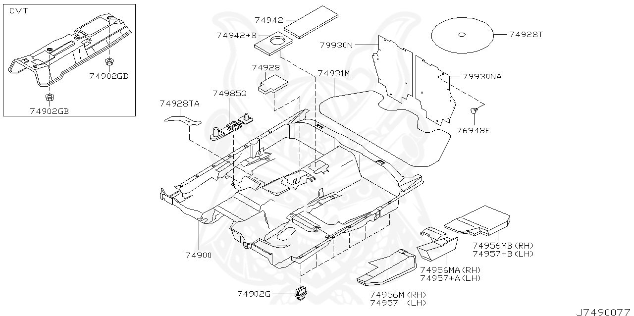 74985-40U00 - Nissan - Bracket, Carpet Front - Nengun Performance