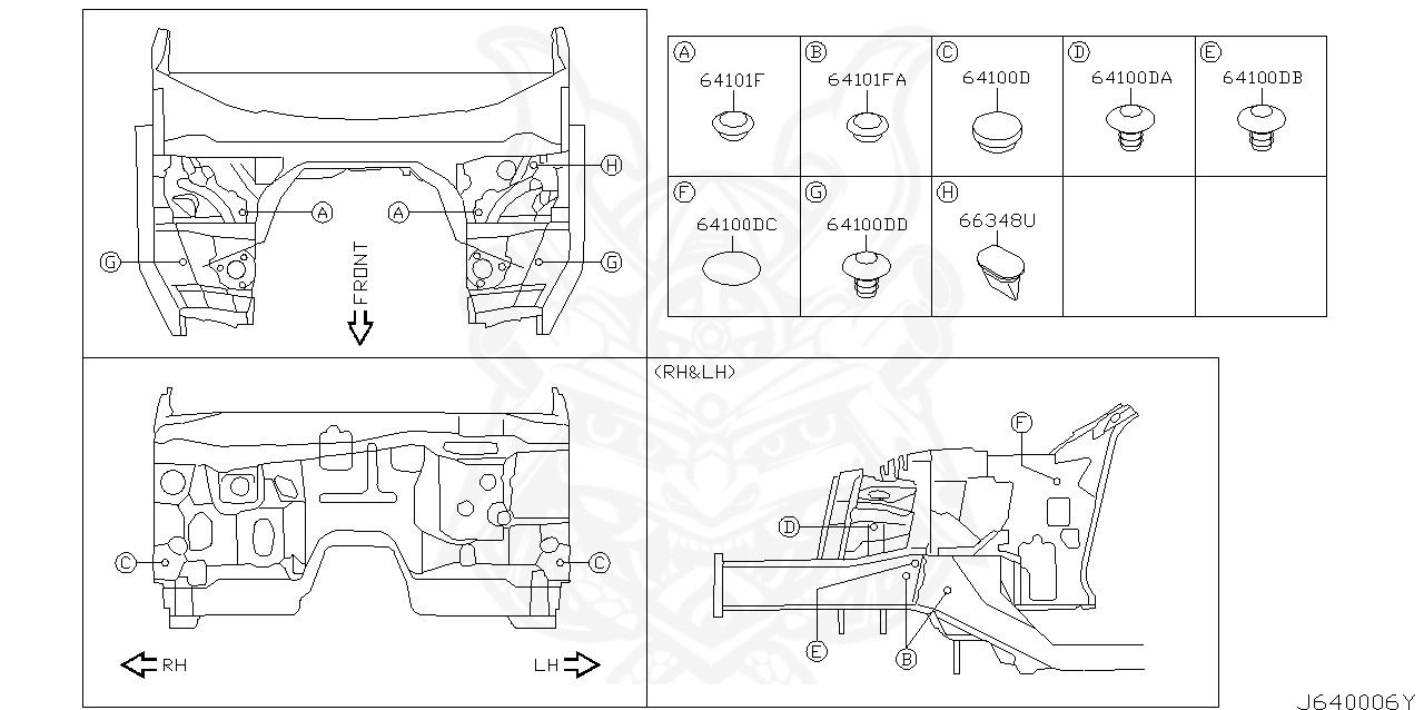 64891-W5000 - Nissan - Fastener Front Door Inside - Nengun Performance
