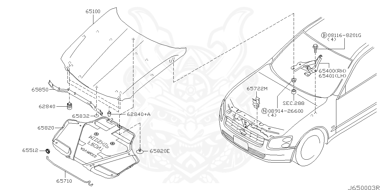 64891-W5000 - Nissan - Fastener Front Door Inside - Nengun Performance