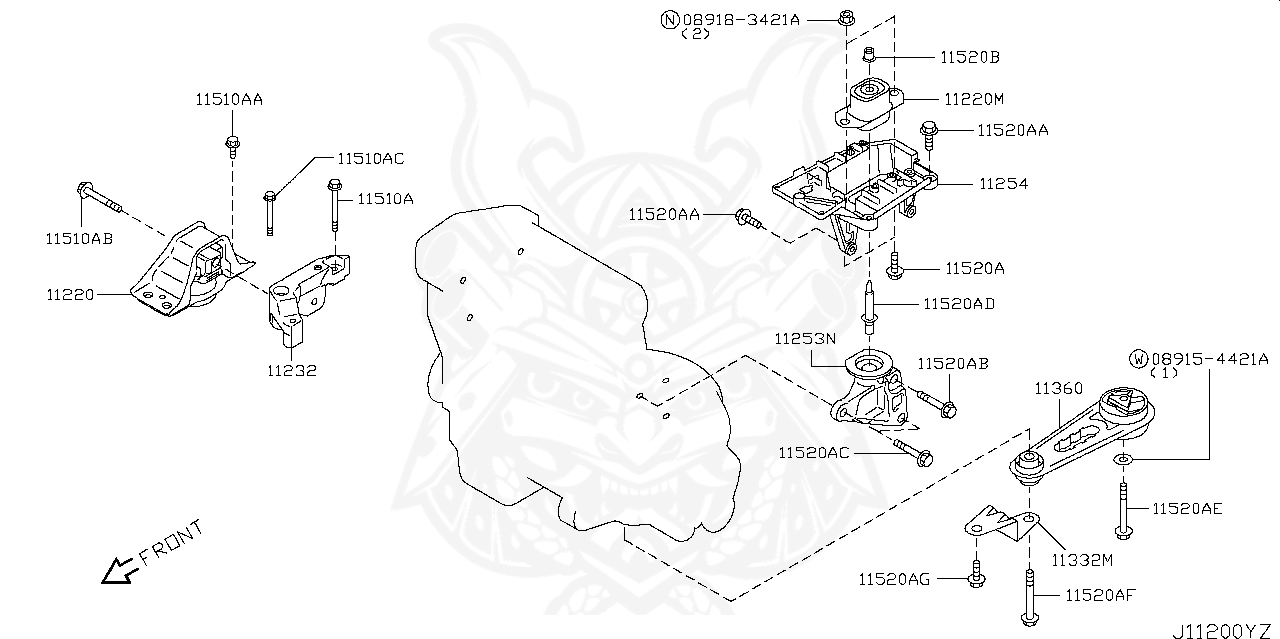 11220-ED000 - Nissan - Insulator Assembly, Engine Mounting Front Lh ...