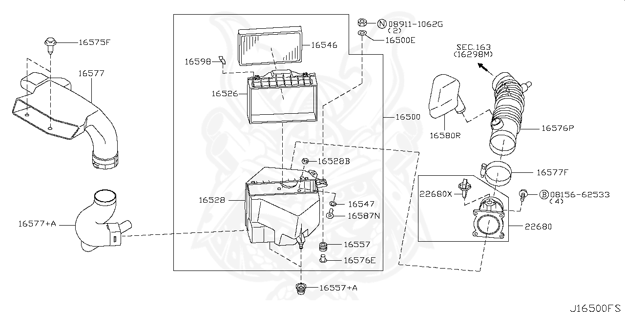 16557-6N200 - Nissan - Mounting, Rubber Air Cleaner - Nengun Performance