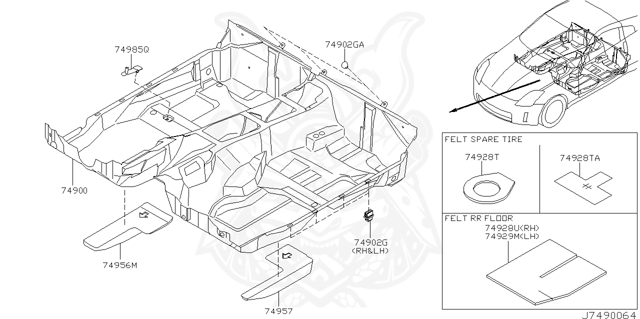 74985-40U00 - Nissan - Bracket, Carpet Front - Nengun Performance