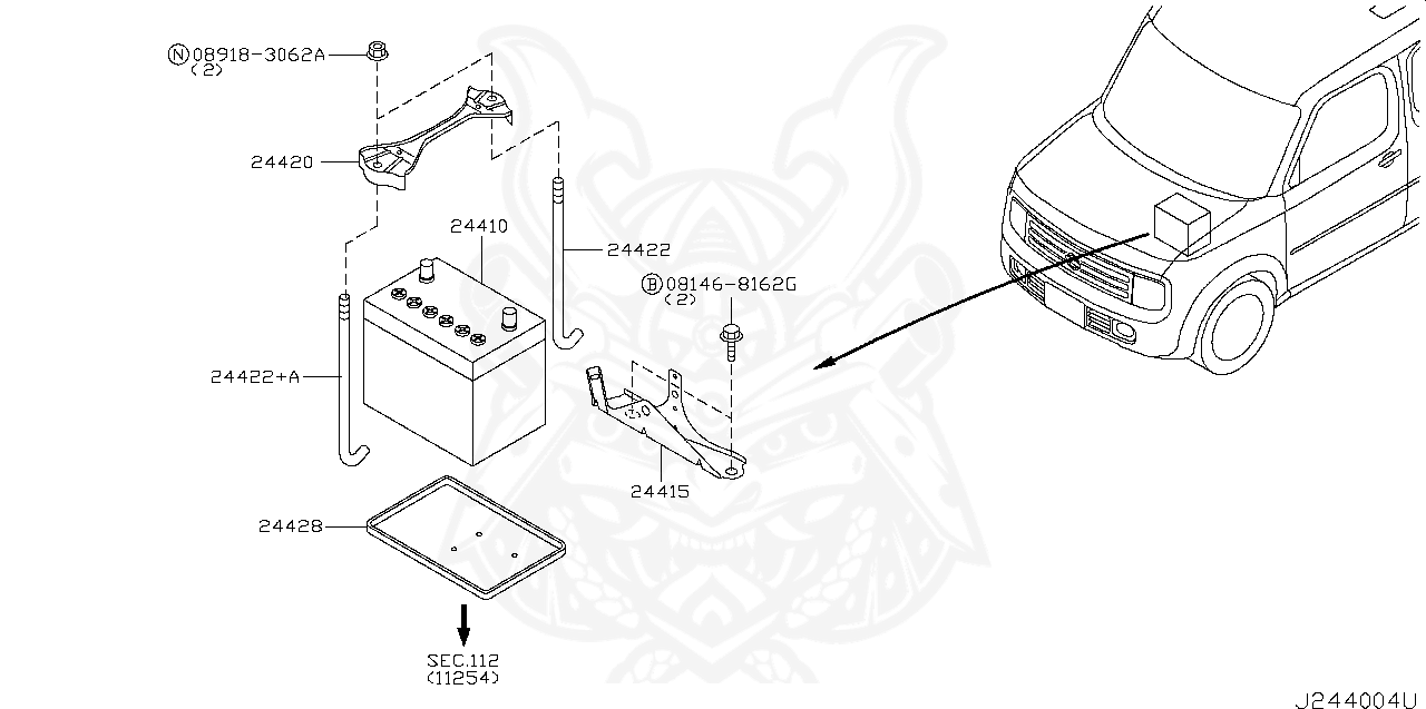 24425-89903 - Nissan - Battery Fixing Rod - Nengun Performance