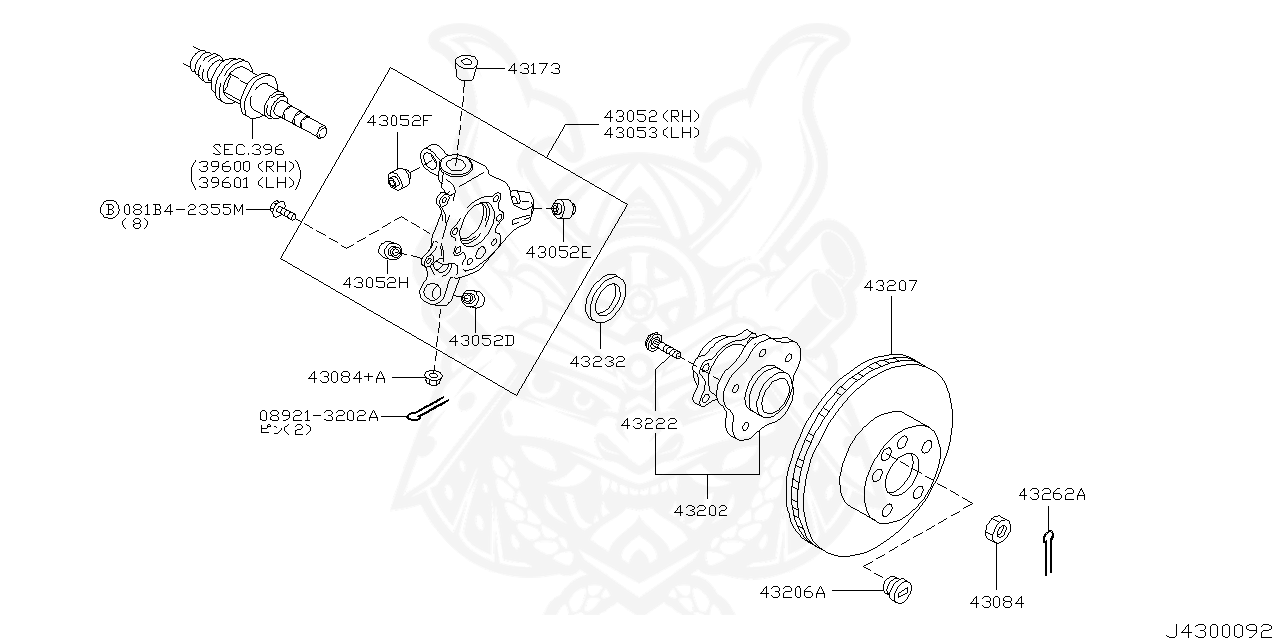 40262-2Y000 - Nissan - Nut, Rock Clear Axle Bearing - Nengun Performance