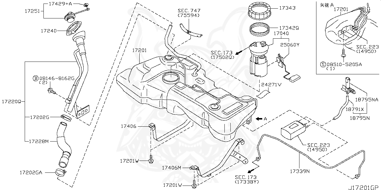 17343-79900 - Nissan - Plate, Lock Fuel Gauge - Nengun Performance