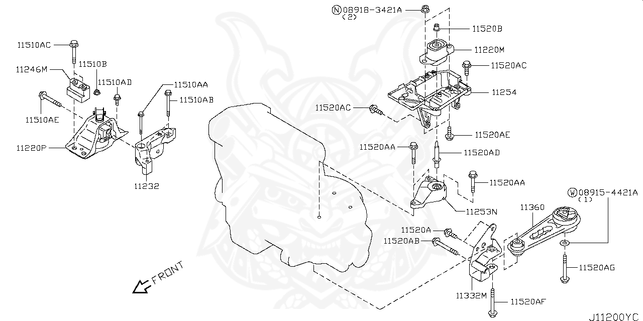 11220-ED000 - Nissan - Insulator Assembly, Engine Mounting Front Lh ...
