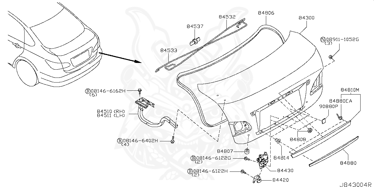 01658-02091 - Nissan - Bumper, Rubber Trunk Rid - Nengun Performance