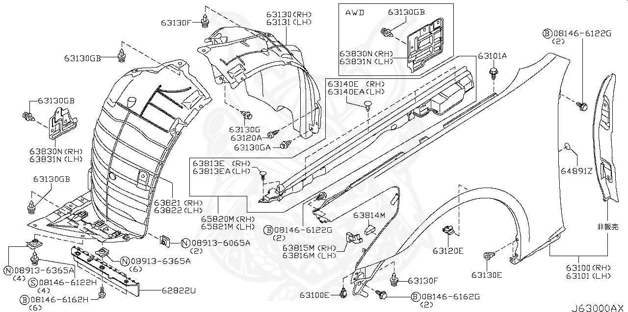 62822-JK60A - Nissan - Air Guide, Front Rh - Nengun Performance