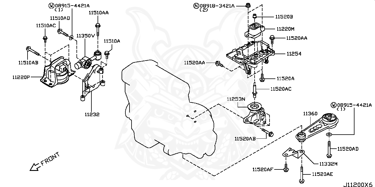 11220-ED000 - Nissan - Insulator Assembly, Engine Mounting Front Lh ...