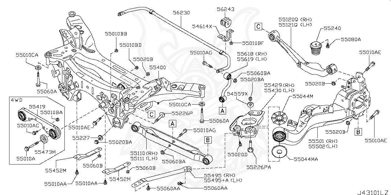 55240-JG000 - Nissan - Rebound Bumper Assembly, Rear Suspension ...