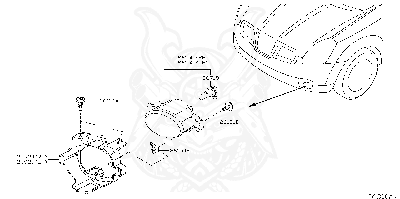 26150-8990A - Nissan - Fog Lamp Assembly, Rh - Nengun Performance