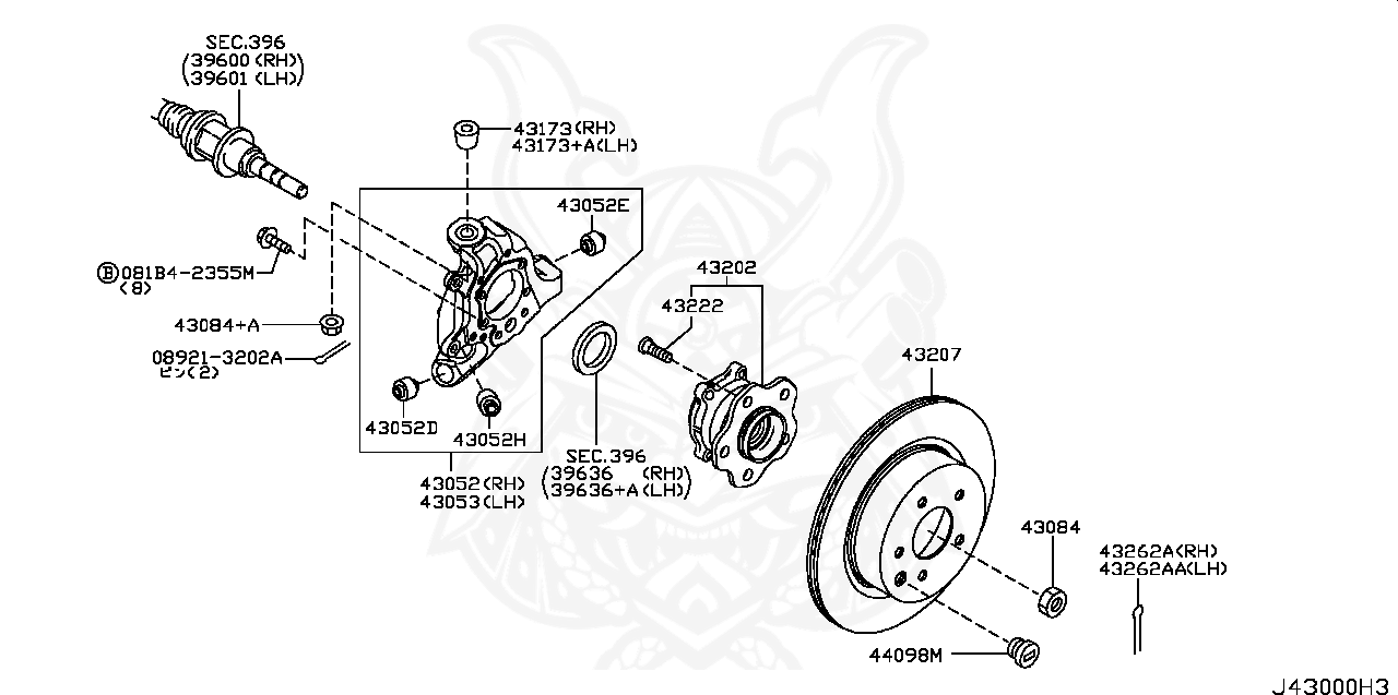 40262-2Y000 - Nissan - Nut, Rock Clear Axle Bearing - Nengun Performance
