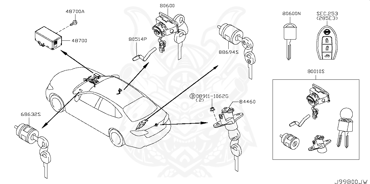 48703-06F0A - Nissan - Screw, Steering Lock - Nengun Performance