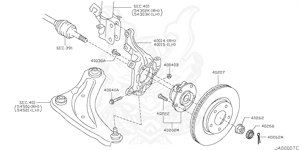 40262-2Y000 - Nissan - Nut, Rock Clear Axle Bearing - Nengun Performance