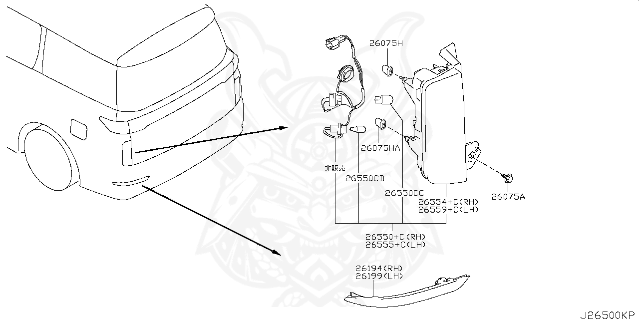 26554-1JB3A - Nissan - Body Assembly, Rear Combination Lamp Rh - Nengun ...