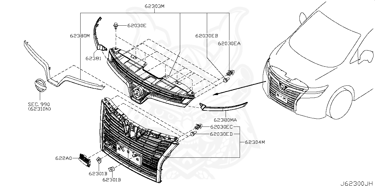 76882-0M060 - Nissan - Clip, Front Grille - Nengun Performance