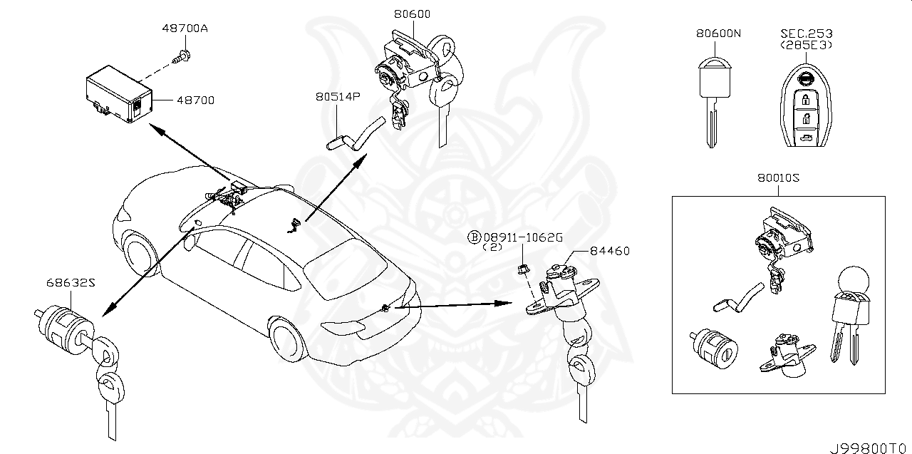48703-06F0A - Nissan - Screw, Steering Lock - Nengun Performance