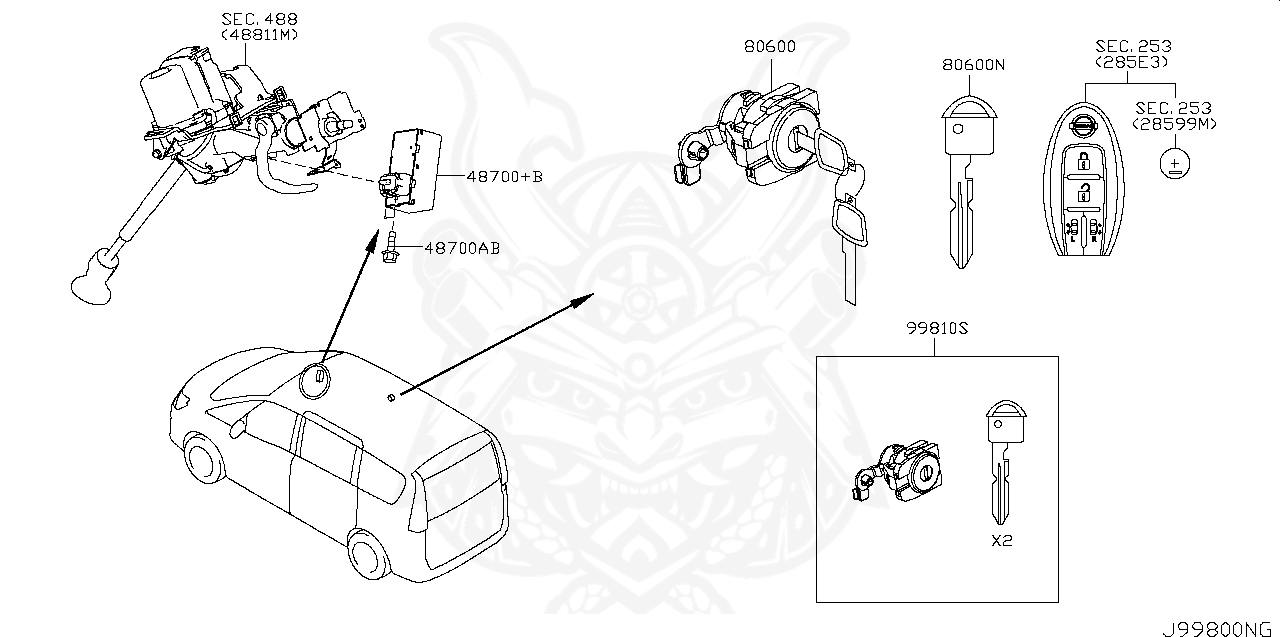48703-06F0A - Nissan - Screw, Steering Lock - Nengun Performance