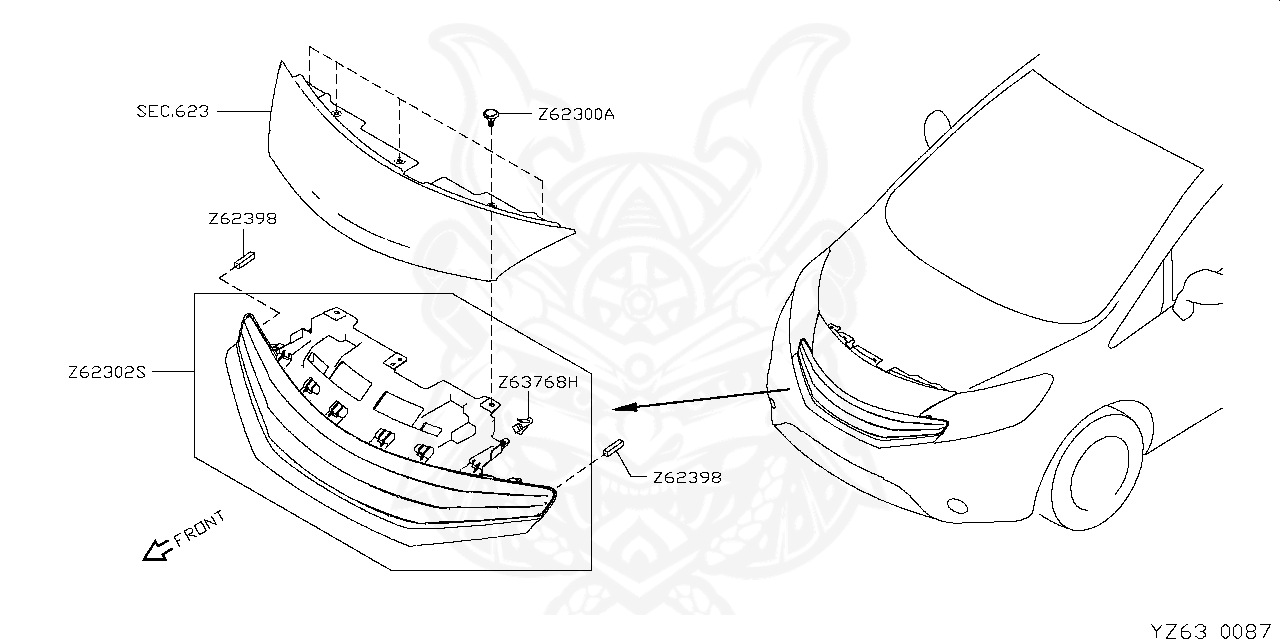 76882-0M060 - Nissan - Clip, Front Grille - Nengun Performance