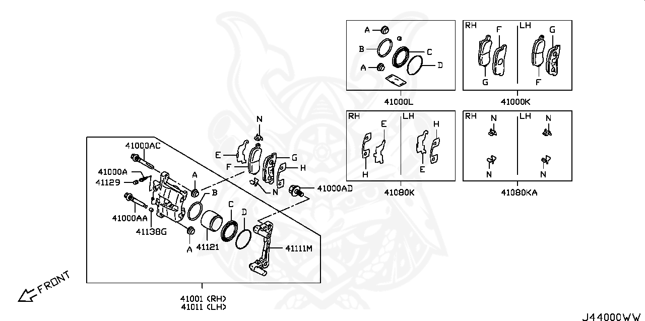 41080-6A00C - Nissan - Hardware Kit, Front Disk Brake Pad - Nengun ...