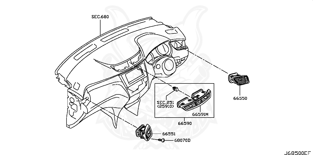 68751-4CL0A - Nissan - Ventilator Assembly, Center Lh - Nengun Performance