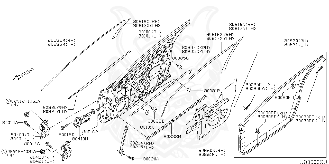 80872-W1011 - Nissan - Rubber Bumper, Door - Nengun Performance