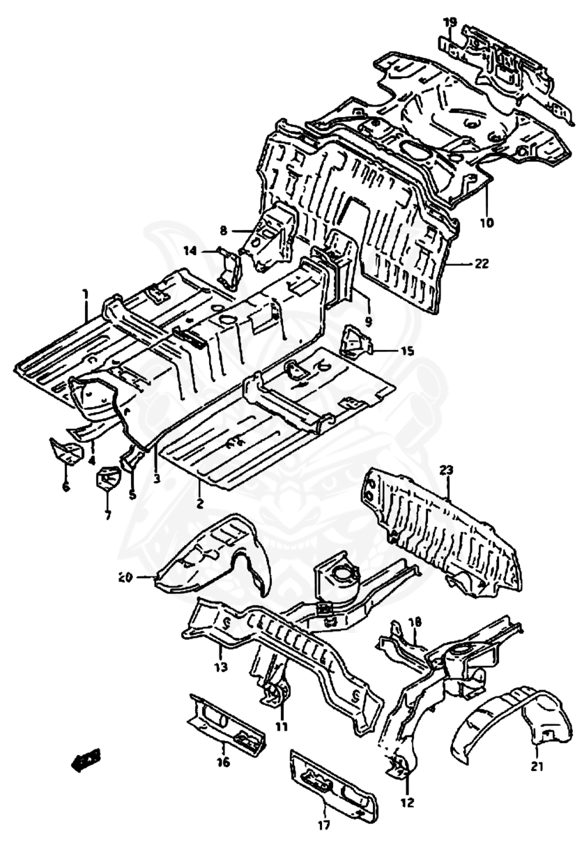 61110-80F00 - Suzuki - Pan, Main Floor Rh - Nengun Performance