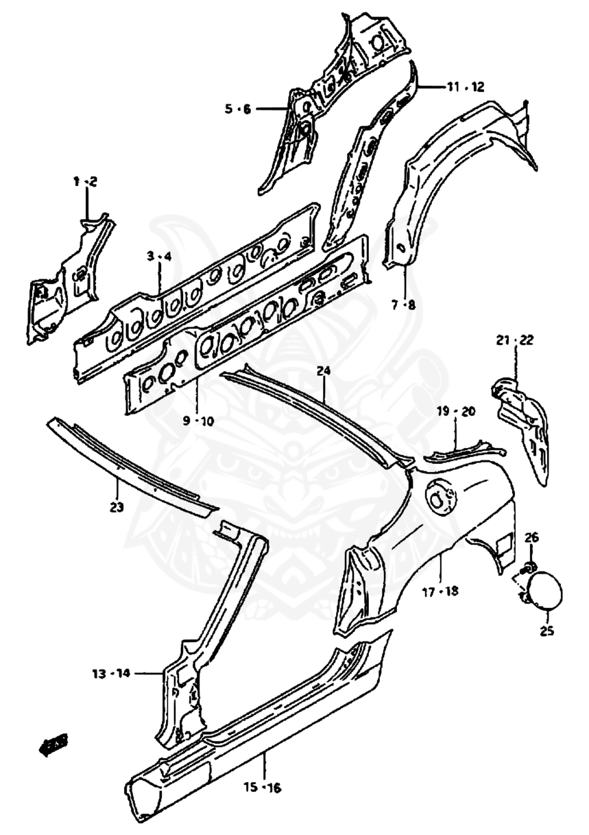 64310-80F00 - Suzuki - Panel, Quarter Outer Rh - Nengun Performance