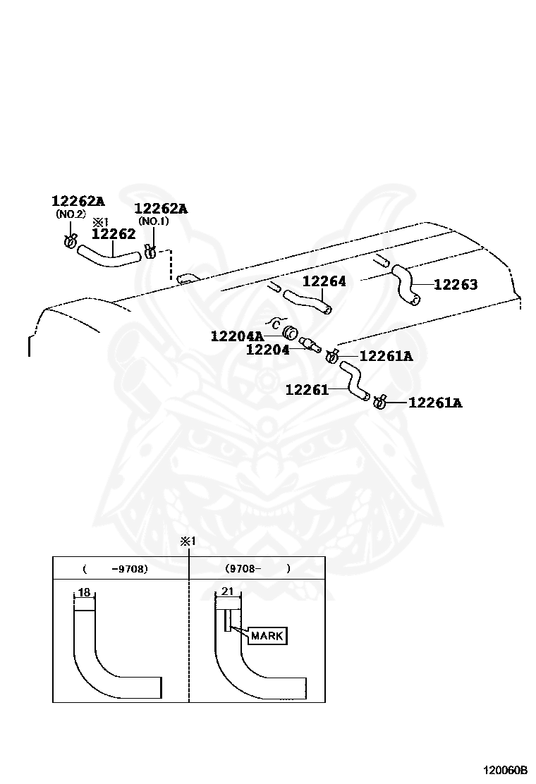12262-46020 - Toyota - Hose, Ventilation, No.2 - Nengun Performance