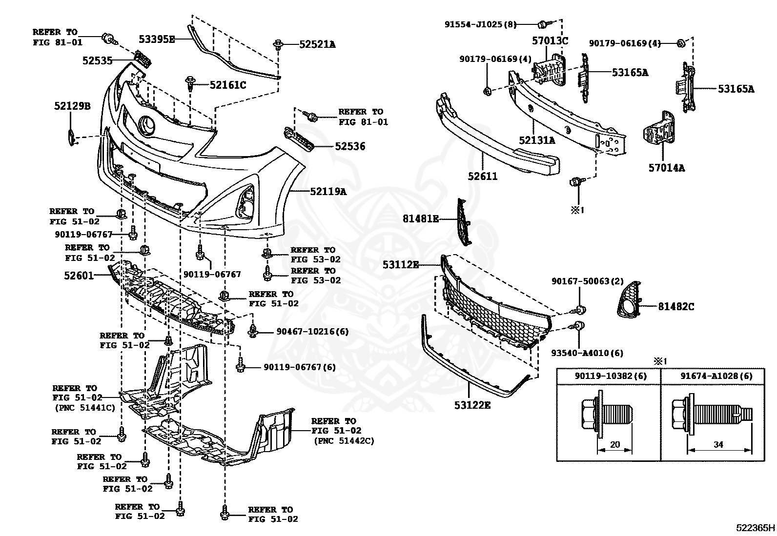 52601-52010 - Toyota - Energy Absorber Sub-assy, Front Bumper - Nengun ...