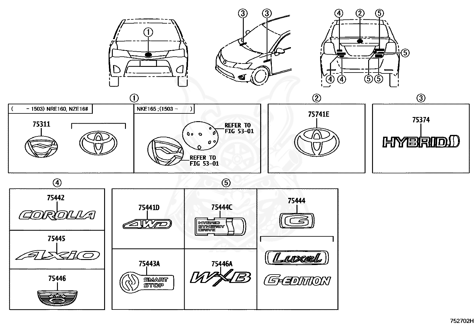 75311-12B70 - Toyota - Emblem, Radiator Grille (or Front Panel ...