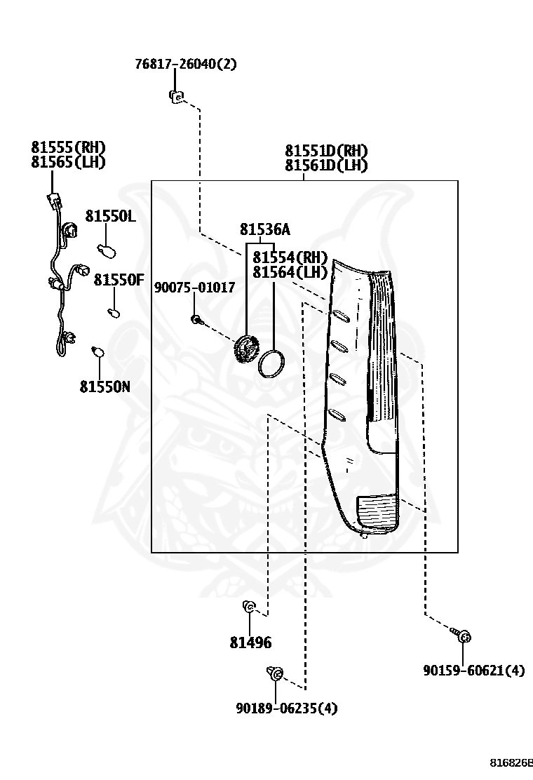 81496-52020 - Toyota - Guide, Rear Combination Lamp, No.2 - Nengun ...