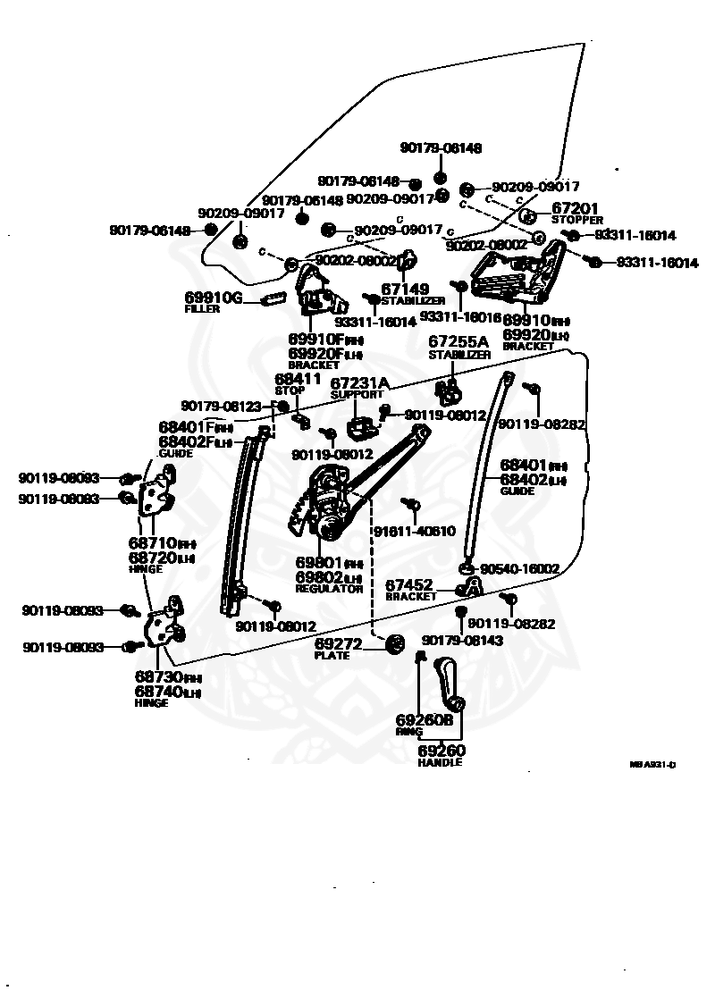 90520-01274 - Toyota - Ring, Shaft Snap (for The Front Door Window ...