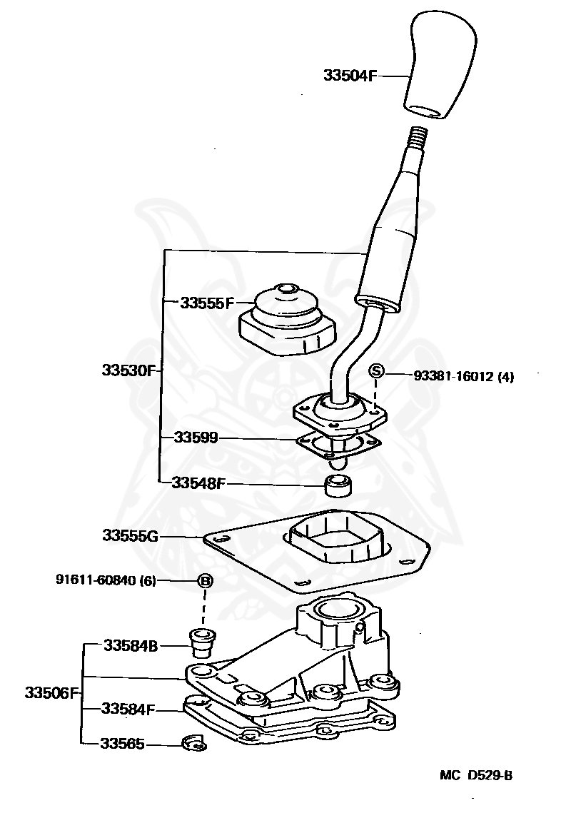 33530-14380 - Toyota - Lever Assy, Shift (for Floor Shift) - Nengun ...