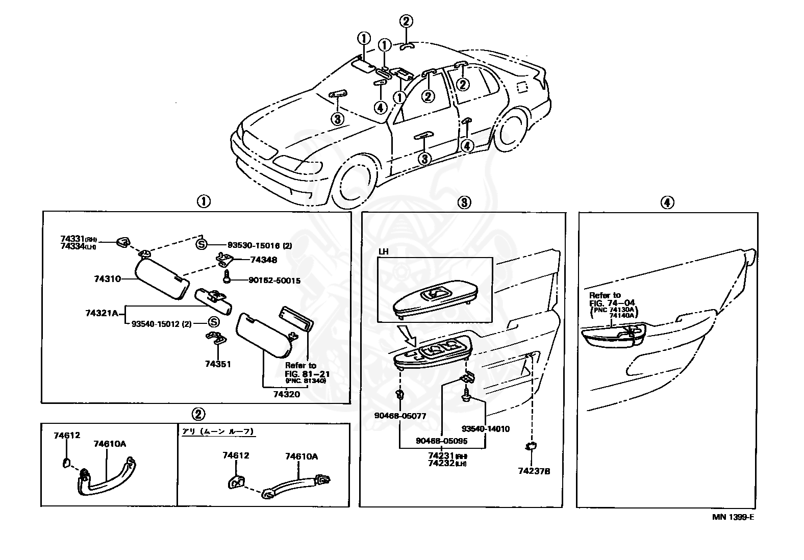 90468-05077 - Toyota - Clip (for Front Body Pillar Garnish) - Nengun ...
