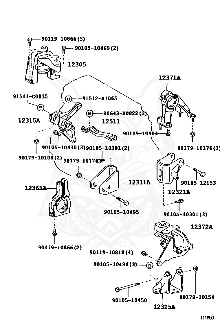 12372-22080 - Toyota - Insulator, Engine Mounting, Lh (for Transverse ...