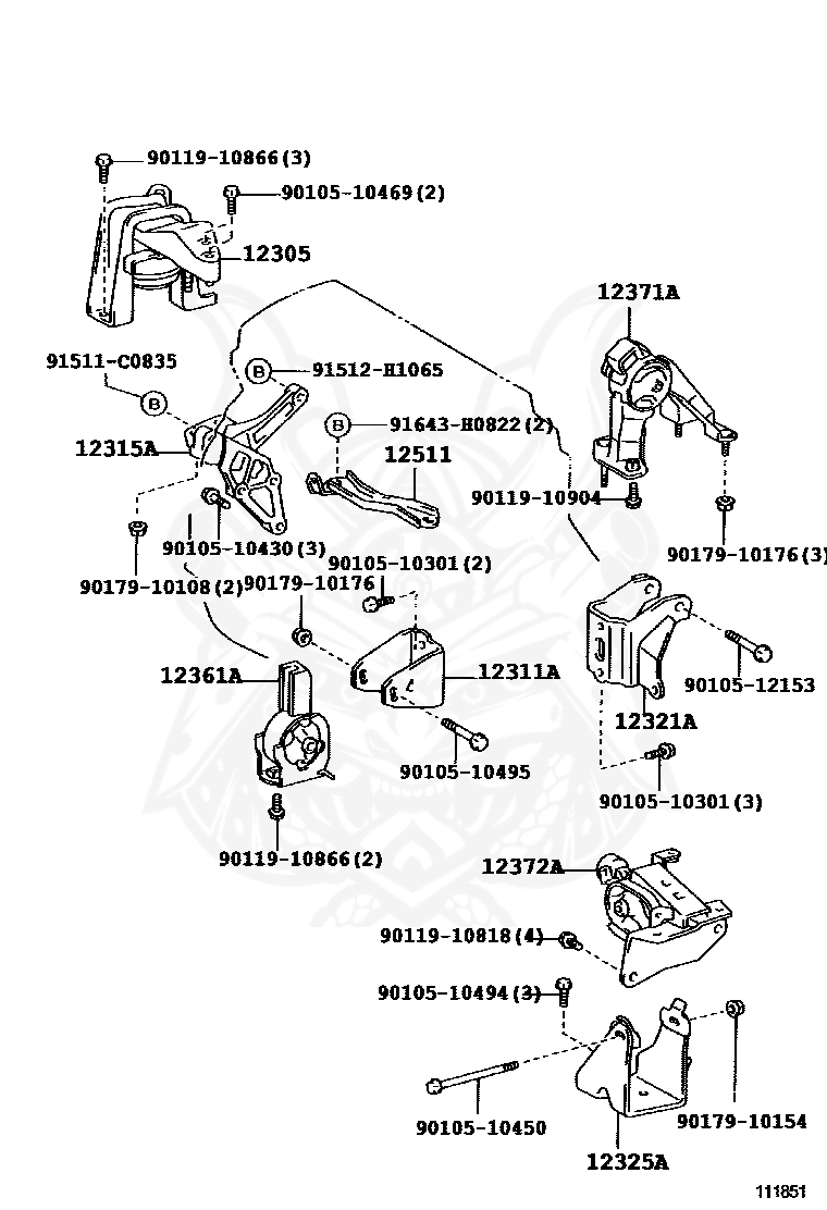 12372-21070 - Toyota - Insulator, Engine Mounting, Lh (for Transverse ...