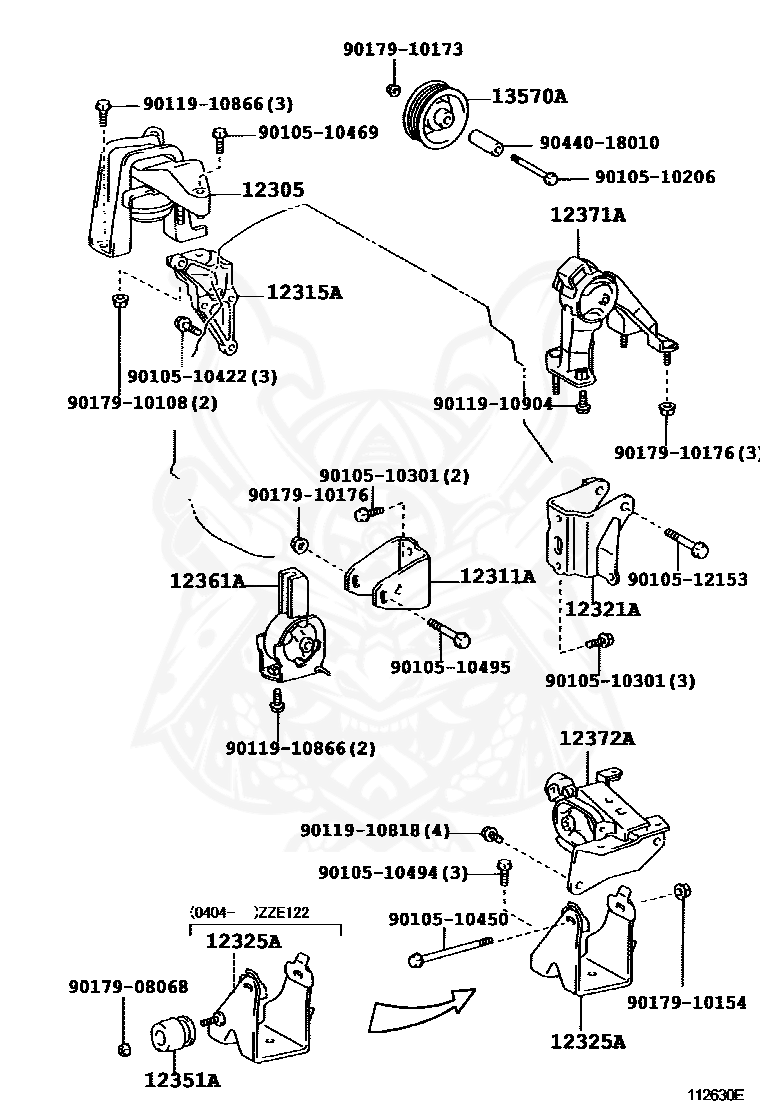 12305-22240 - Toyota - Insulator Sub-assy, Engine Mounting, Rh - Nengun ...