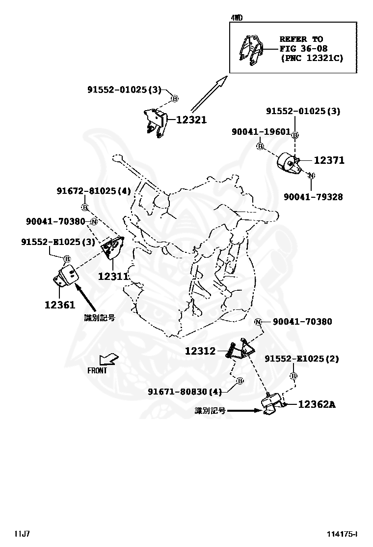 12371-B4010 - Toyota - Insulator, Engine Mounting, Rear No.1 - Nengun ...