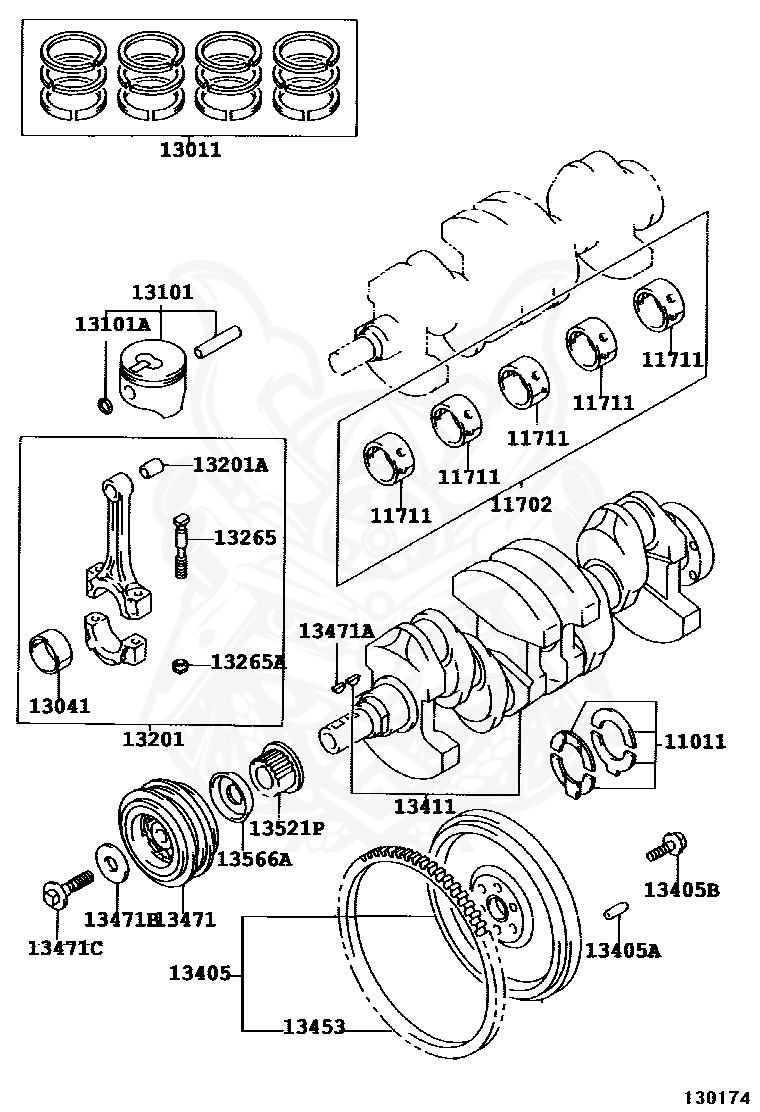 13101-55031-02 - Toyota - Piston Sub-assy, W / Pin - Nengun Performance