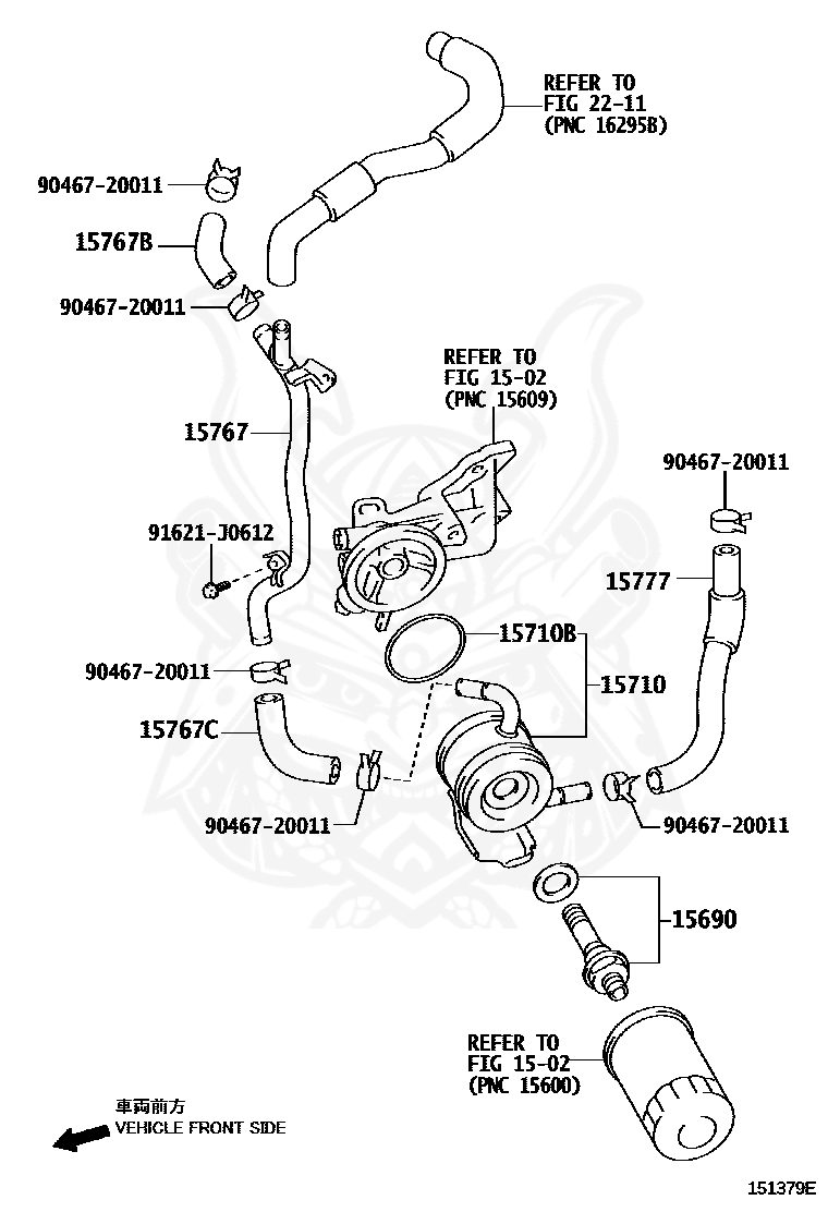 90467-20011 - Toyota - Clamp Or Clip (for Water By-pass Hose No.4 ...