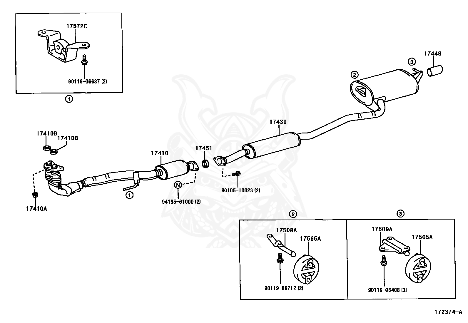17408-74040 - Toyota - Baffle Sub Assy, Exhaust Tail Pipe - Nengun ...