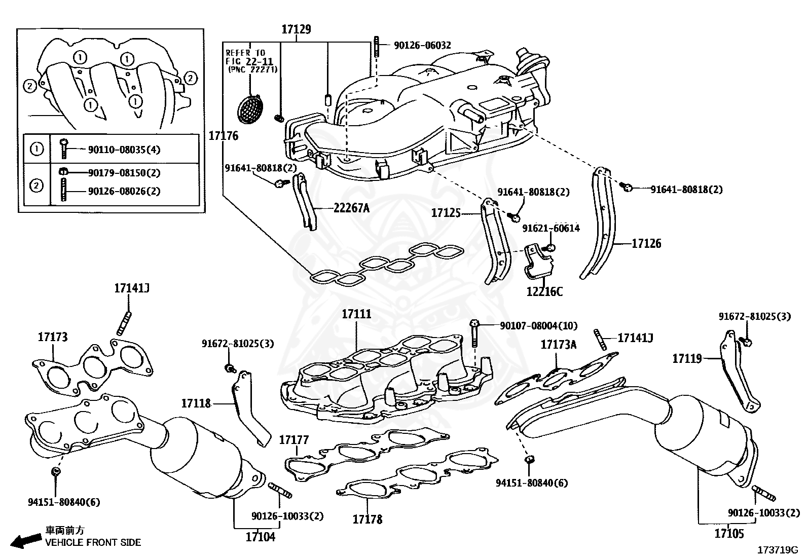 90126-08052 - Toyota - Bolt, Stud (for Exhaust Manifold To Cylinder ...