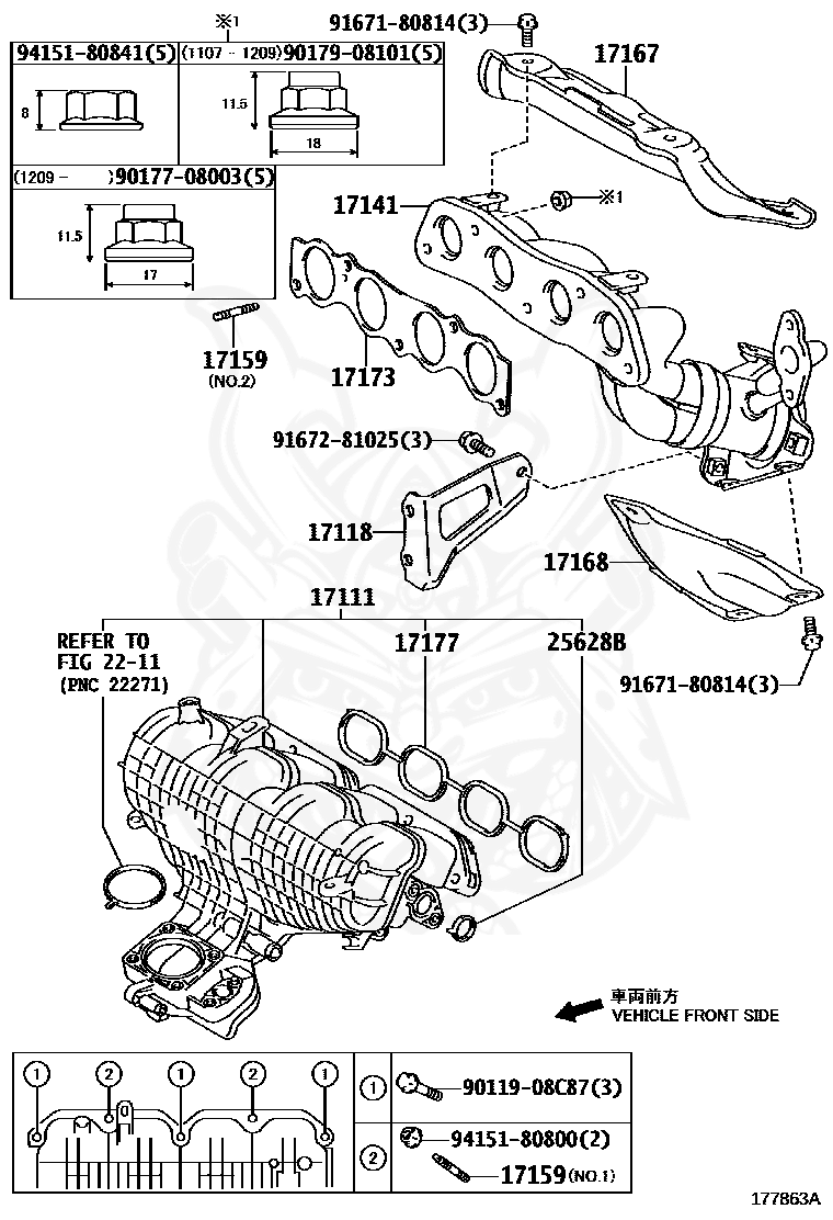 90126-08052 - Toyota - Bolt, Stud (for Exhaust Manifold To Cylinder ...