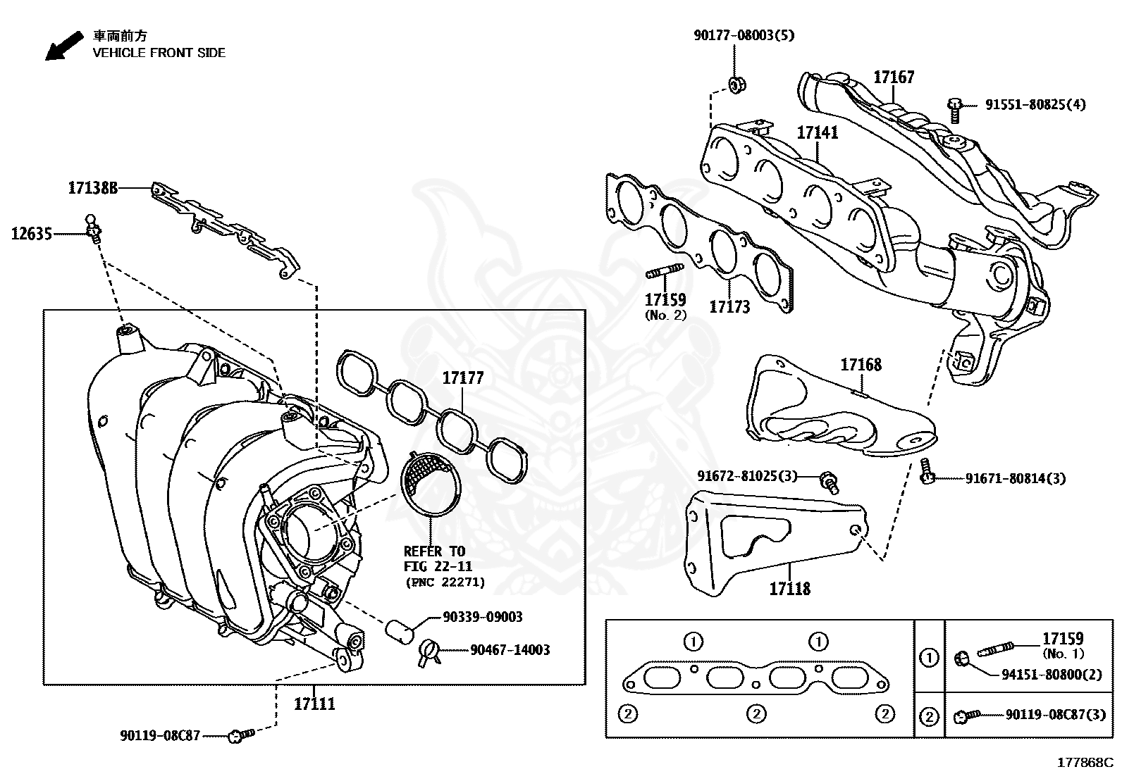 90126-08052 - Toyota - Bolt, Stud (for Exhaust Manifold To Cylinder ...