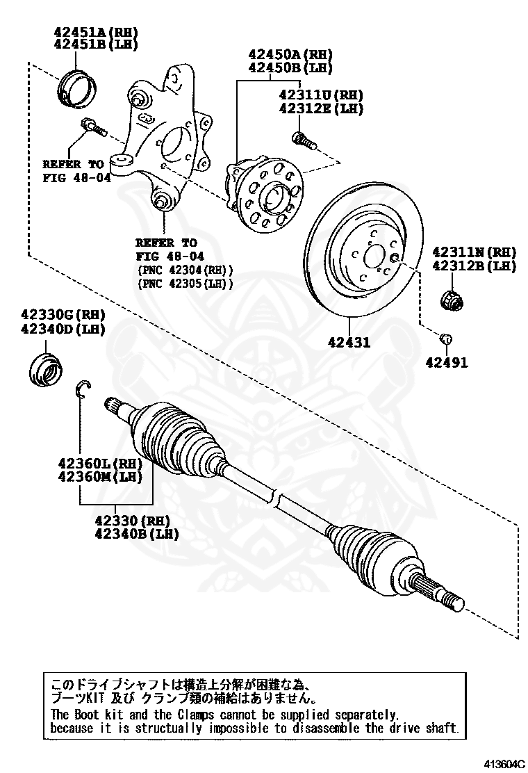 42410-30040 - Lexus - Hub & Bearing Assy, Rear Axle, Lh - Nengun ...