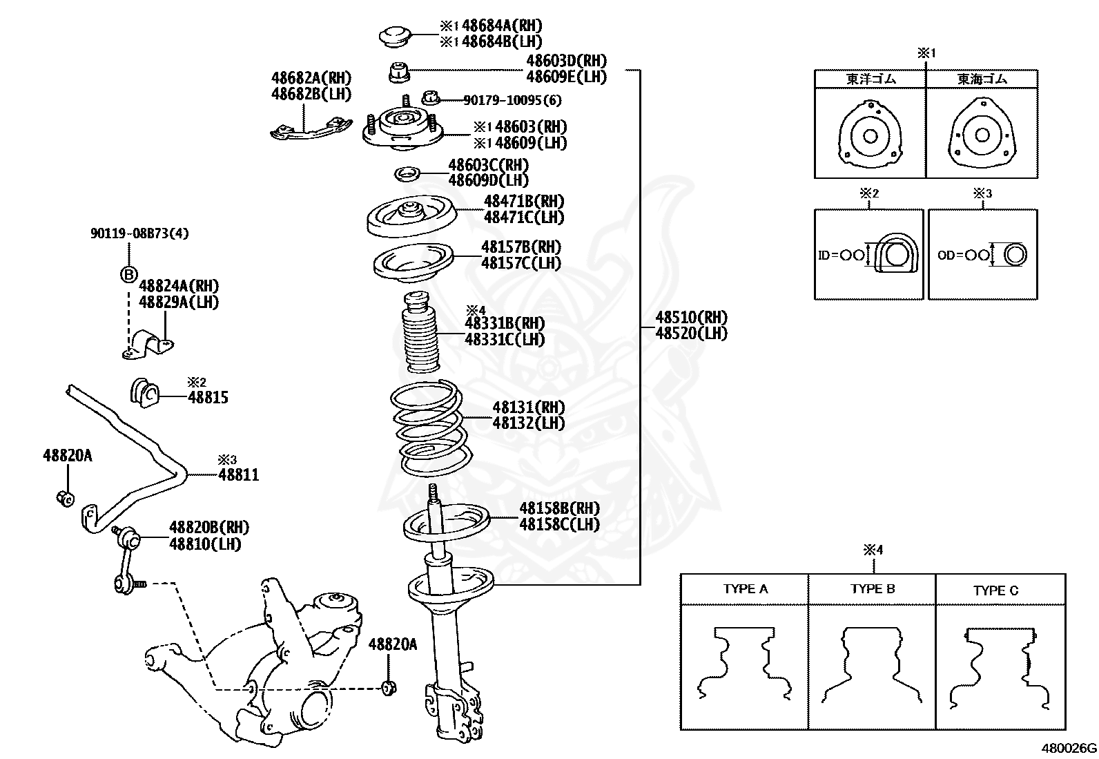 90303-22049 - Toyota - Seal, Dust (for Front Suspension Support Lh ...