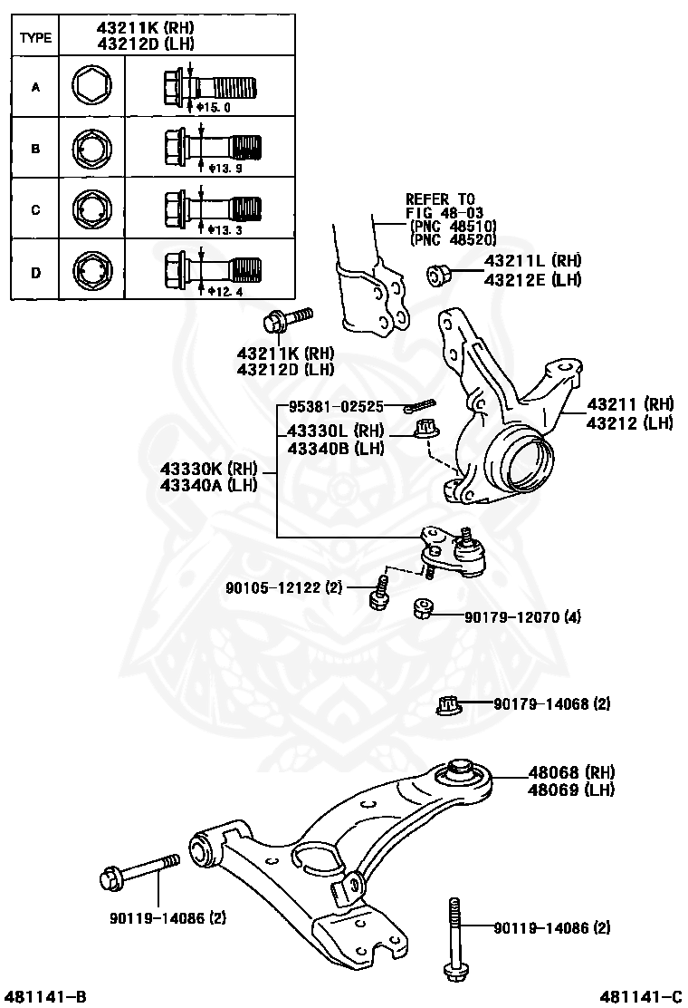 43330-19115 - Toyota - Joint Assy, Lower Ball, Front Lh - Nengun ...